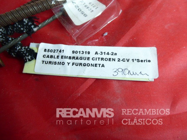 8502741 CABLE EMBRAGUE CITROEN 2CV 1ª Serie 901319 A-314-2a 390mm LARGO ...